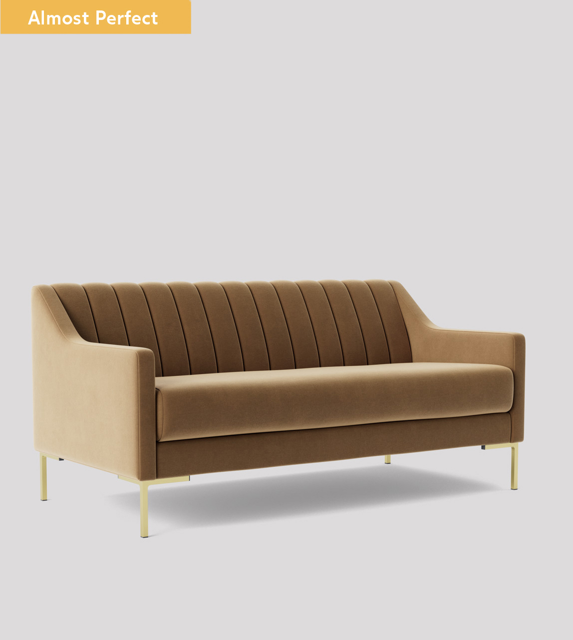 Febe Three-seater Sofa in Biscuit Easy Velvet with Brass Feet | Swoon