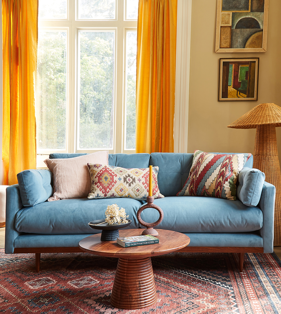 Figura Scandi Coffee Table in Dark Brown Acacia with Ribbed Base | Swoon