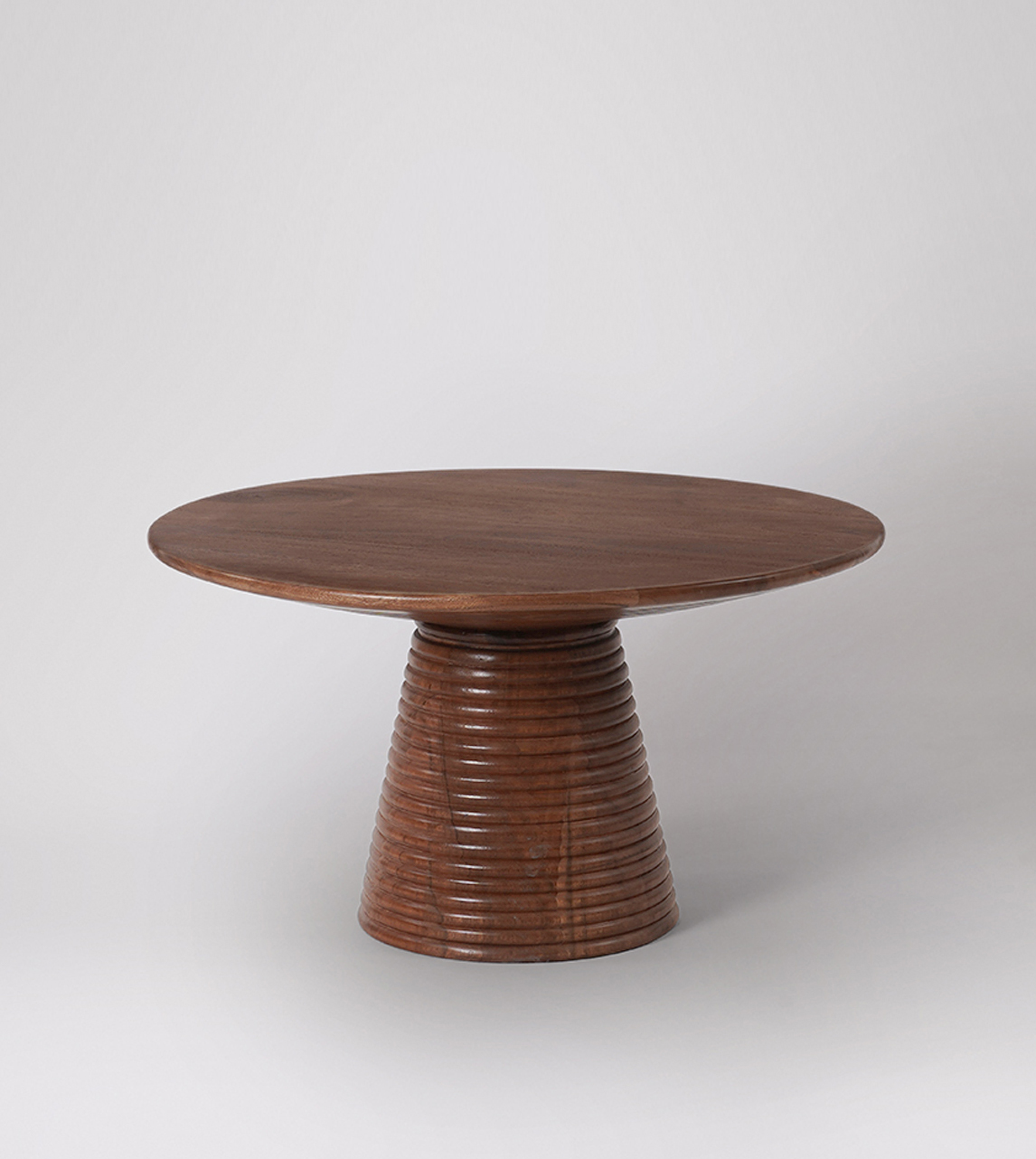 Figura Scandi Coffee Table in Dark Brown Acacia with Ribbed Base | Swoon