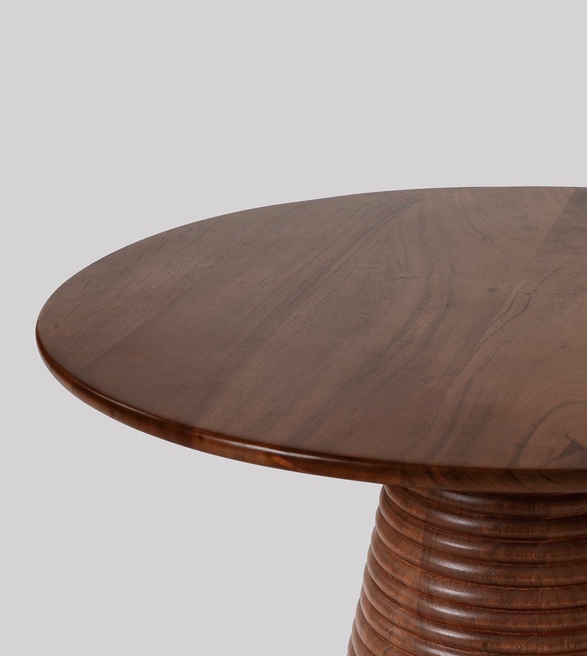 Figura Scandi Coffee Table in Dark Brown Acacia with Ribbed Base | Swoon