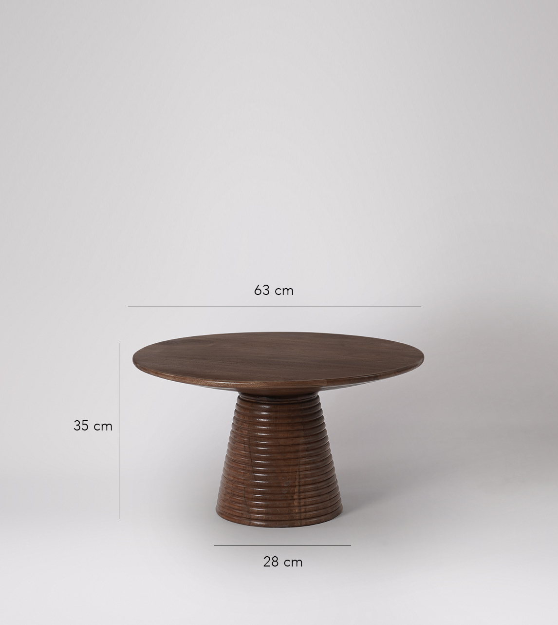 Figura Scandi Coffee Table in Dark Brown Acacia with Ribbed Base | Swoon