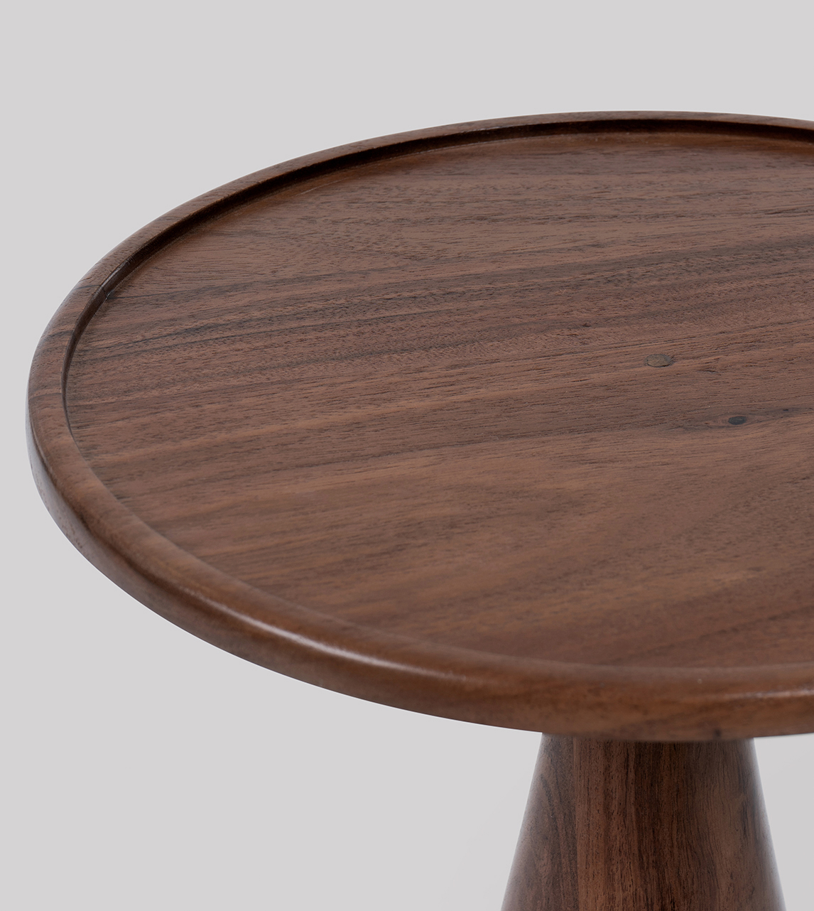 Figura Contemporary Side Table in Dark Brown Acacia with a Silver ...