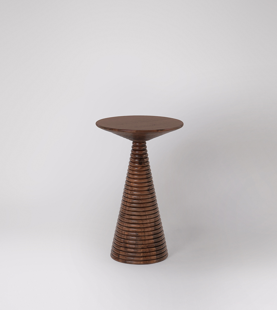 Figura Scandi Reeded Side Table in Dark Brown Acacia | Swoon