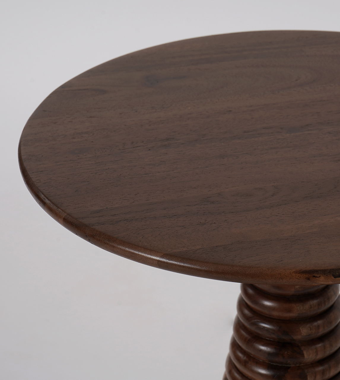 Figura Scandi Reeded Side Table in Dark Brown Acacia | Swoon