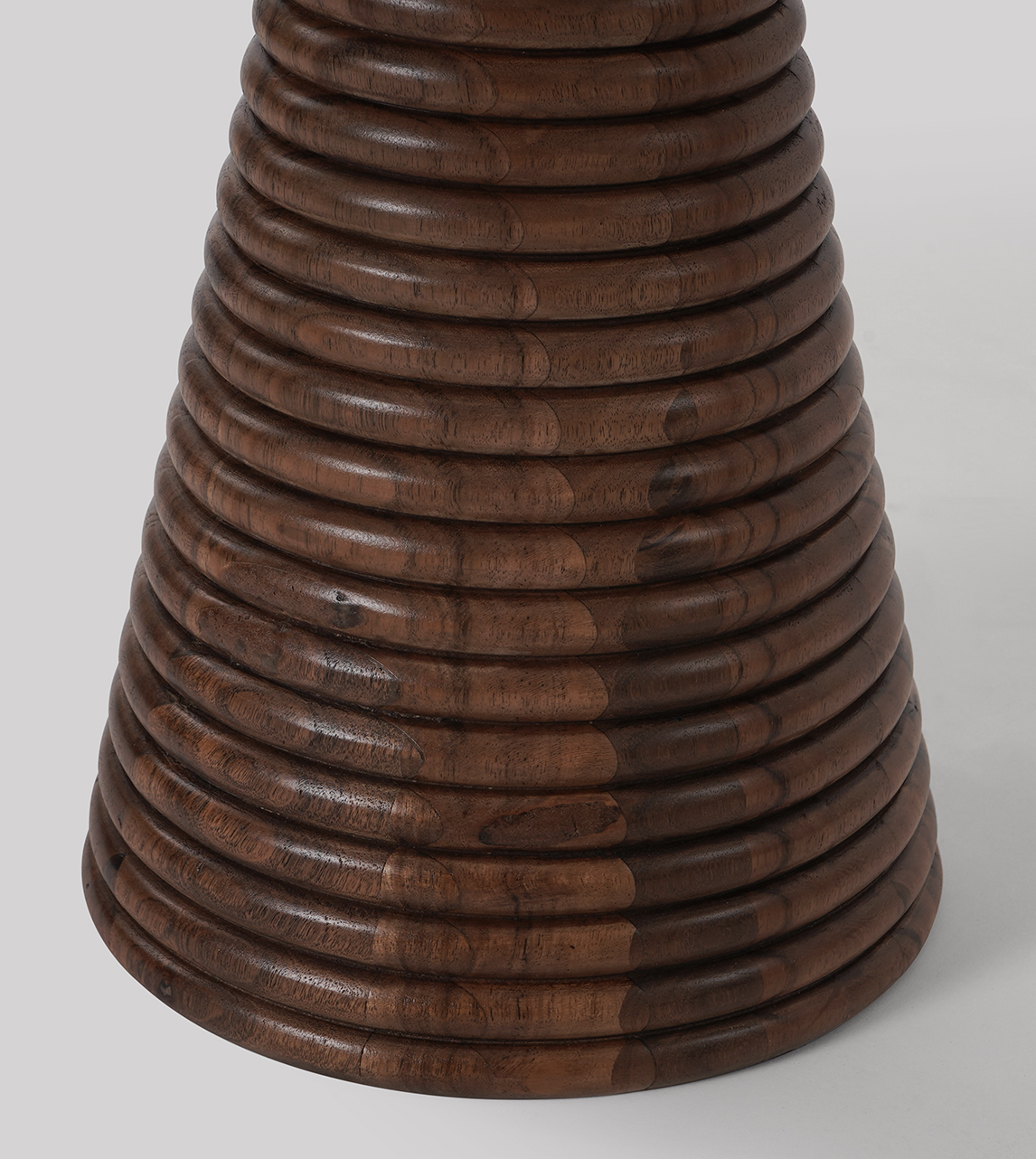 Figura Scandi Reeded Side Table In Dark Brown Acacia Swoon