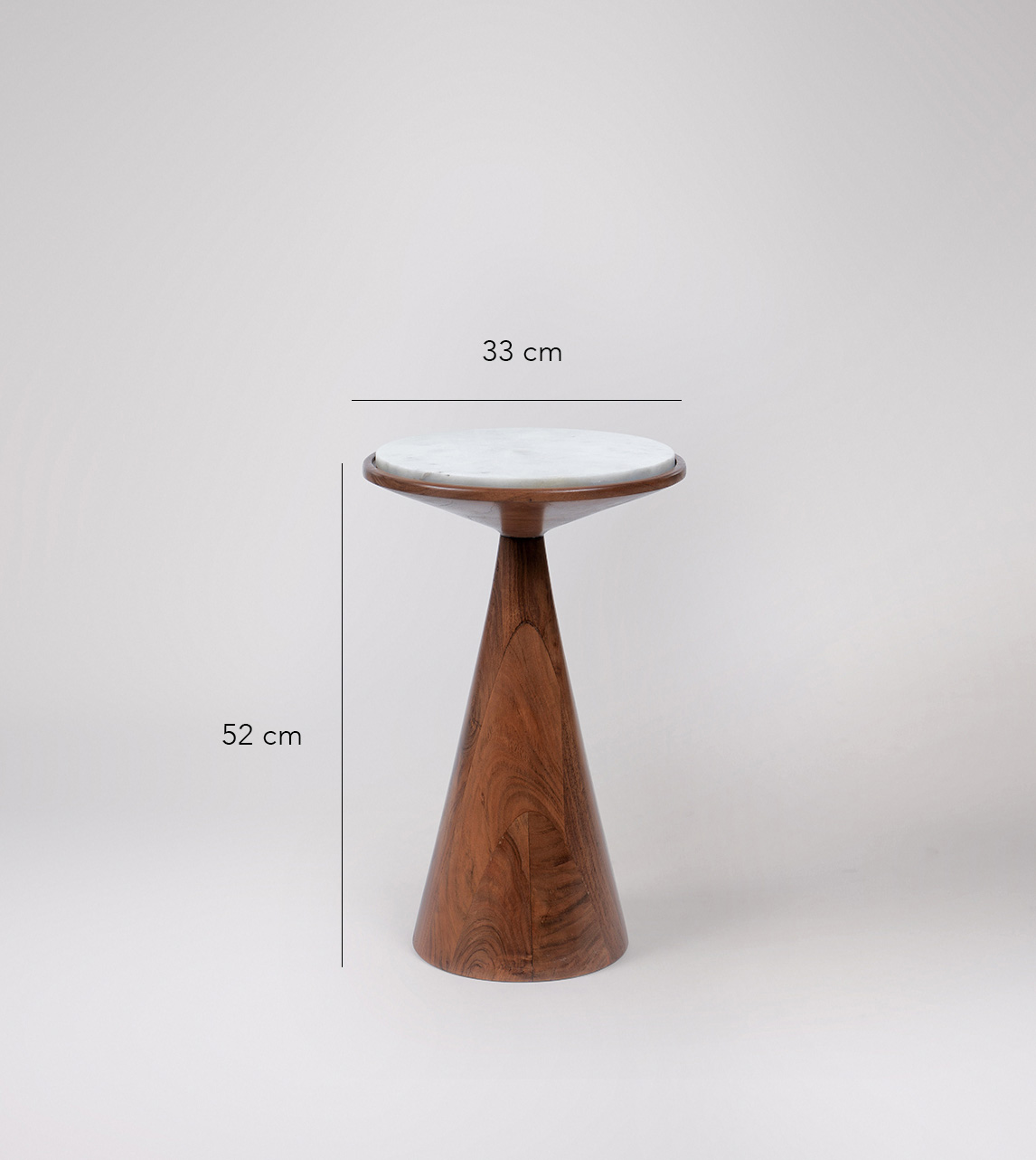 Figura Contemporary Side Table in Dark Brown Acacia & White Marble | Swoon