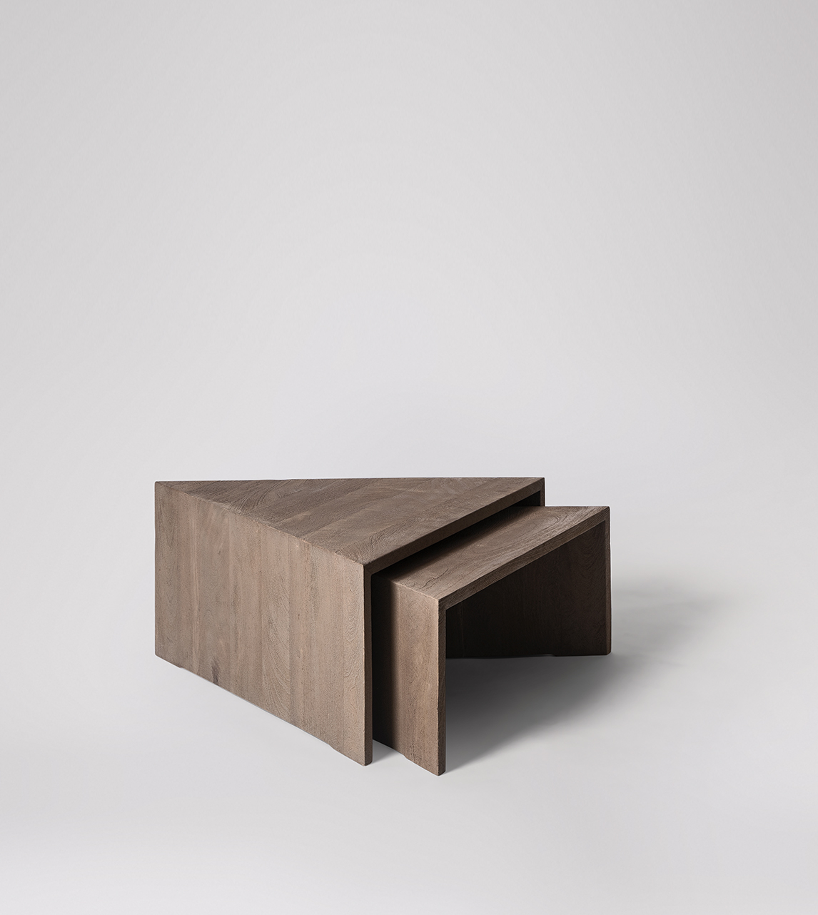 Foley Contemporary Nesting Coffee Tables in Sandblasted Grey Mango Wood ...