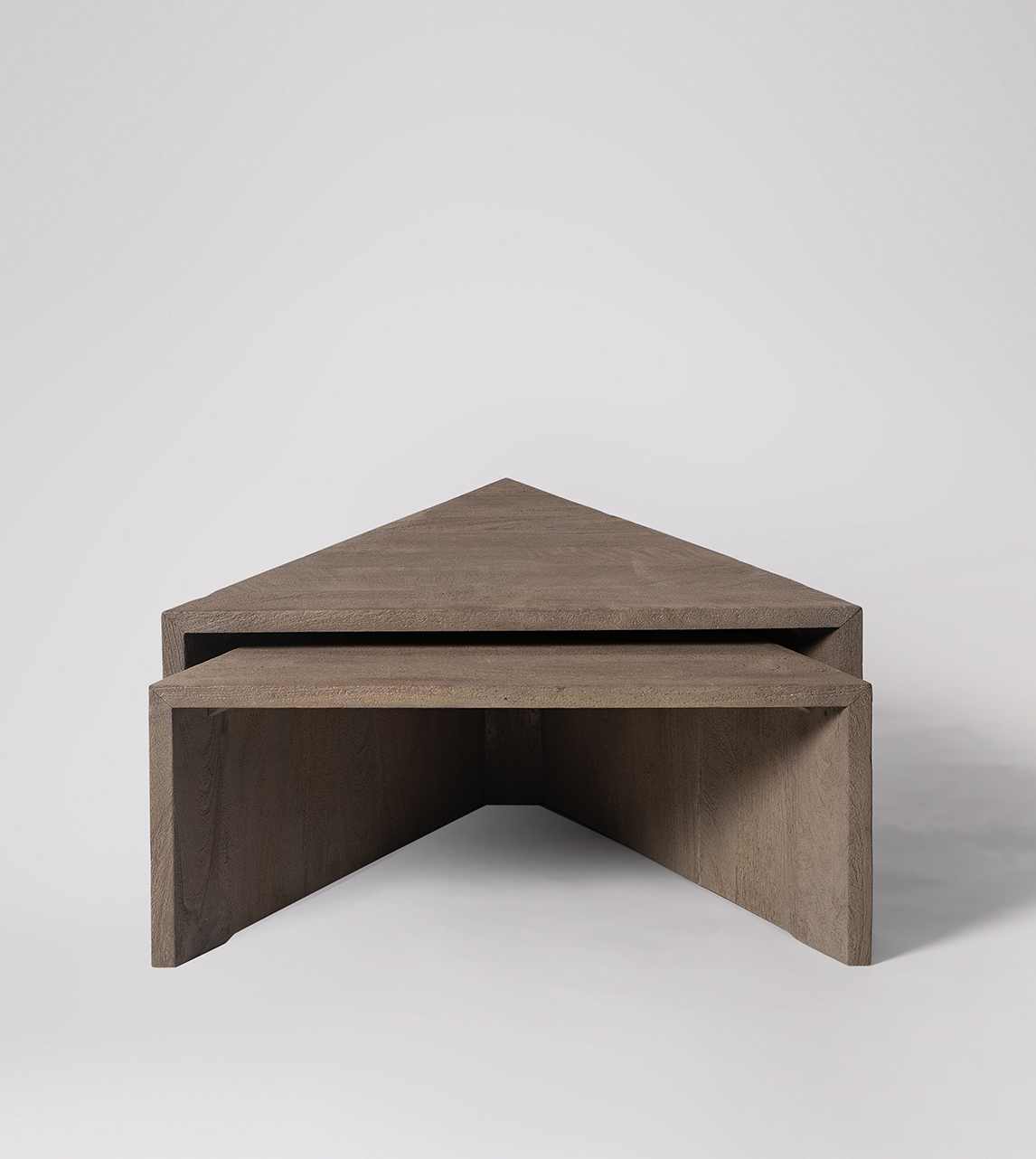 Foley Contemporary Nesting Coffee Tables in Sandblasted Grey Mango Wood ...