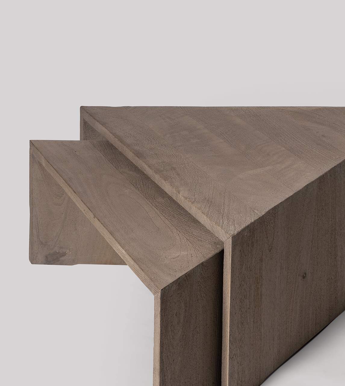 Foley Contemporary Nesting Coffee Tables in Sandblasted Grey Mango Wood ...