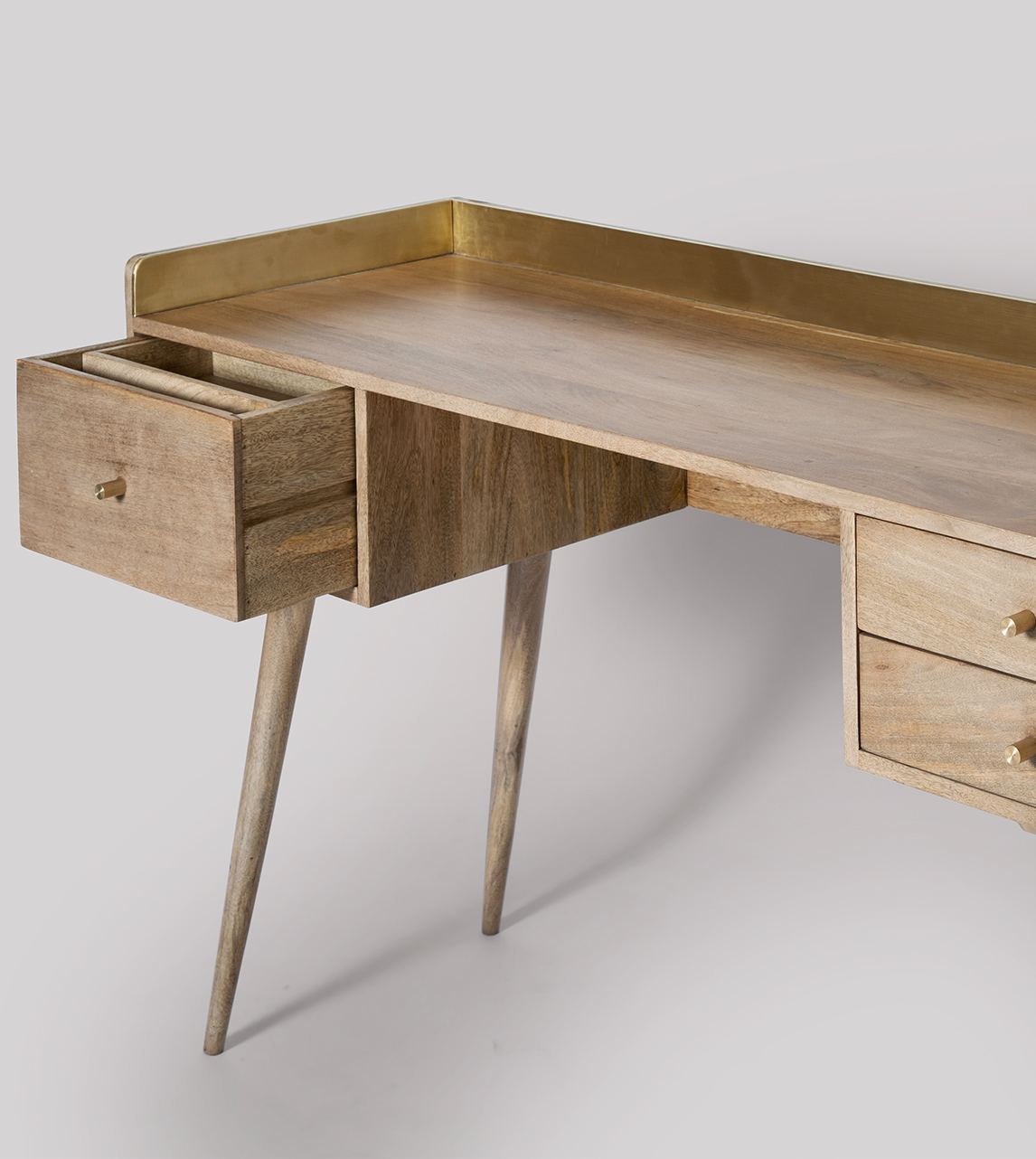 Fresco Mid-Century Modern Desk in Natural Oak-stained Mango Wood ...