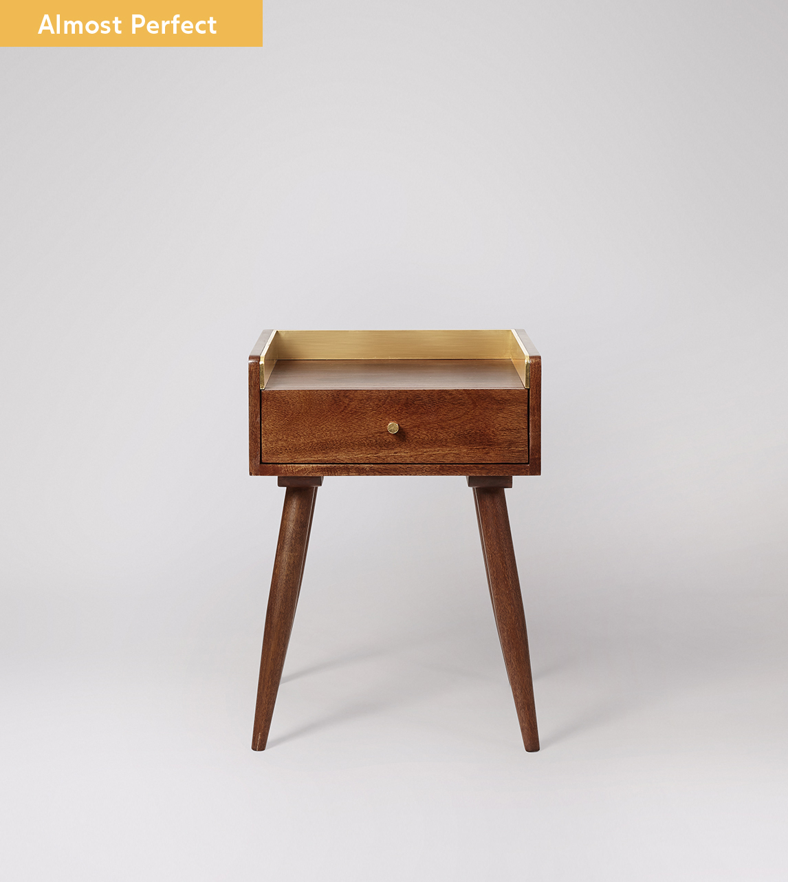 Fresco Scandi Style Side Table in Acacia & Brass | Almost Perfect | Swoon