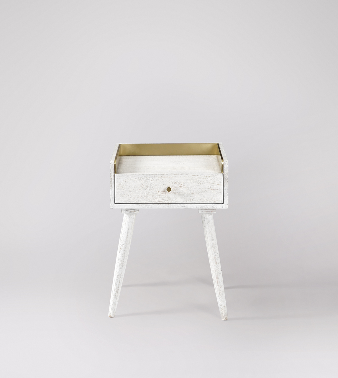 Fresco Mid Century Bedside Table in Sandblasted White Mango Wood ...