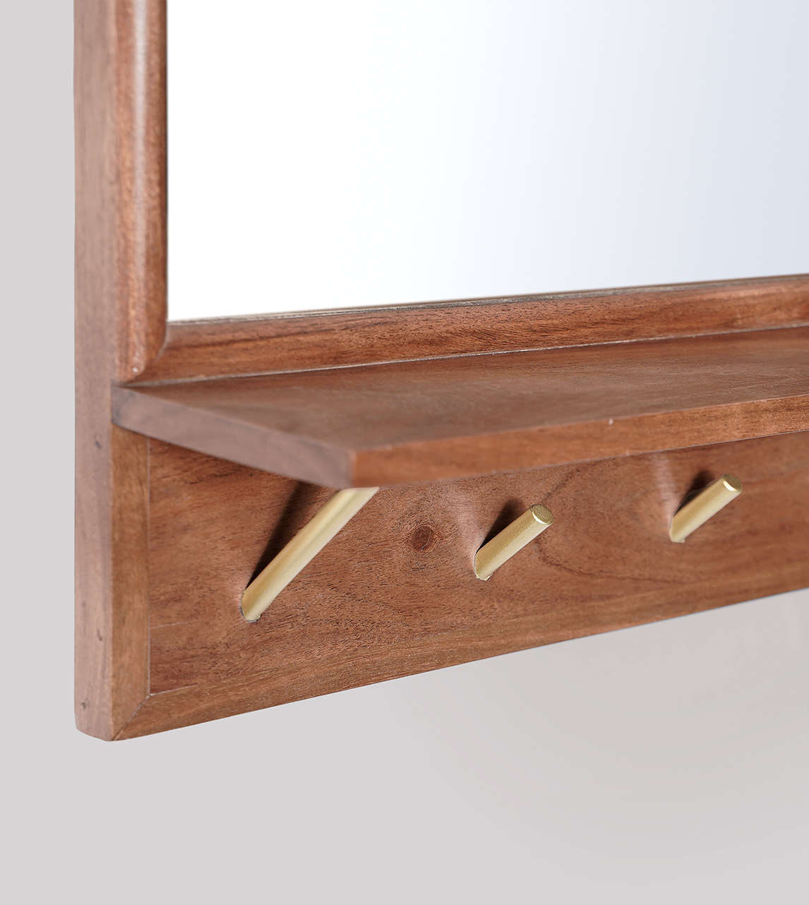 Gathan Mid Century Mirror in Silver Mirror & Dark Brown Acacia | Swoon