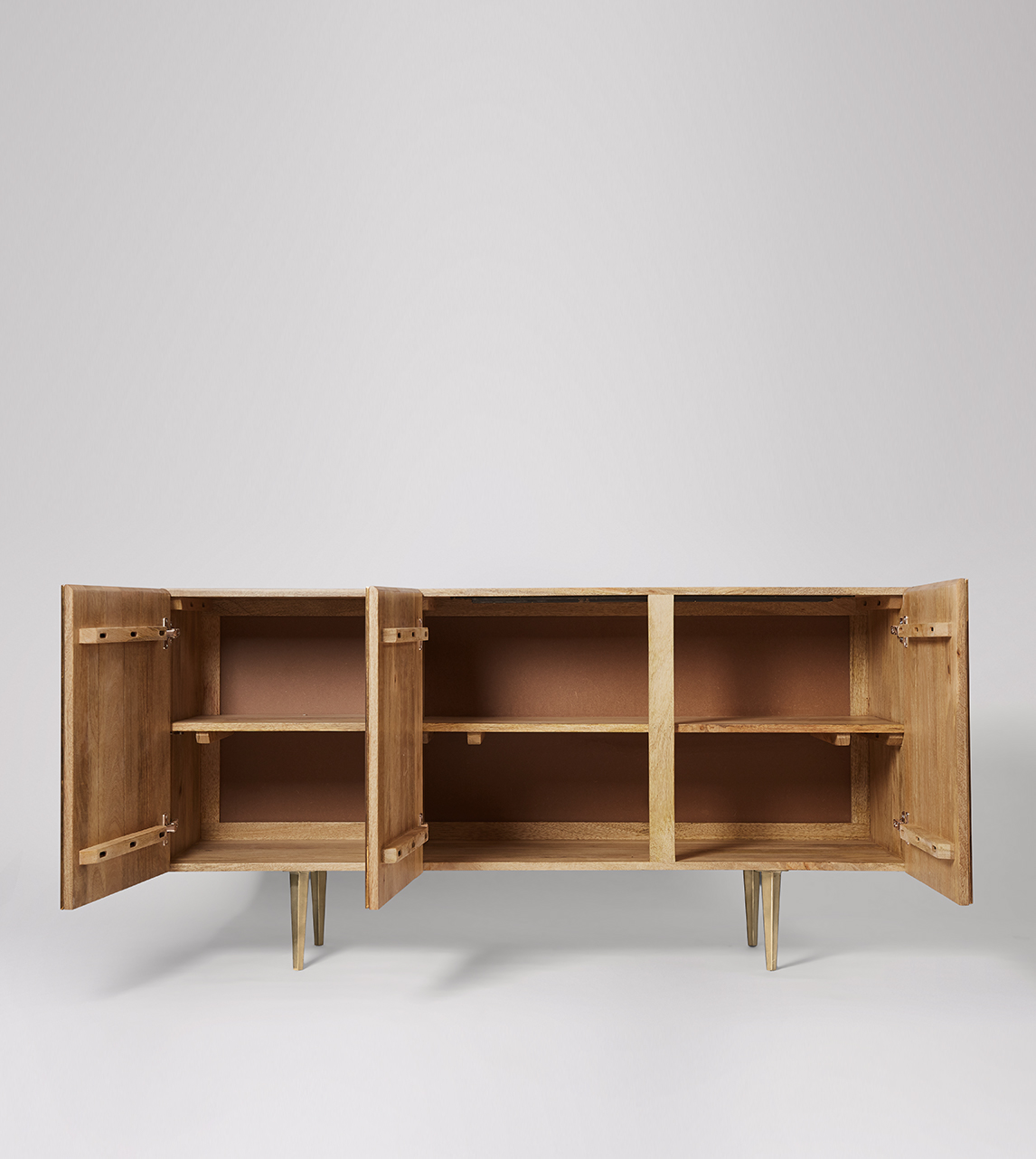 Grace Sideboard, Deco Style in Natural Mango Wood & Brass | Swoon