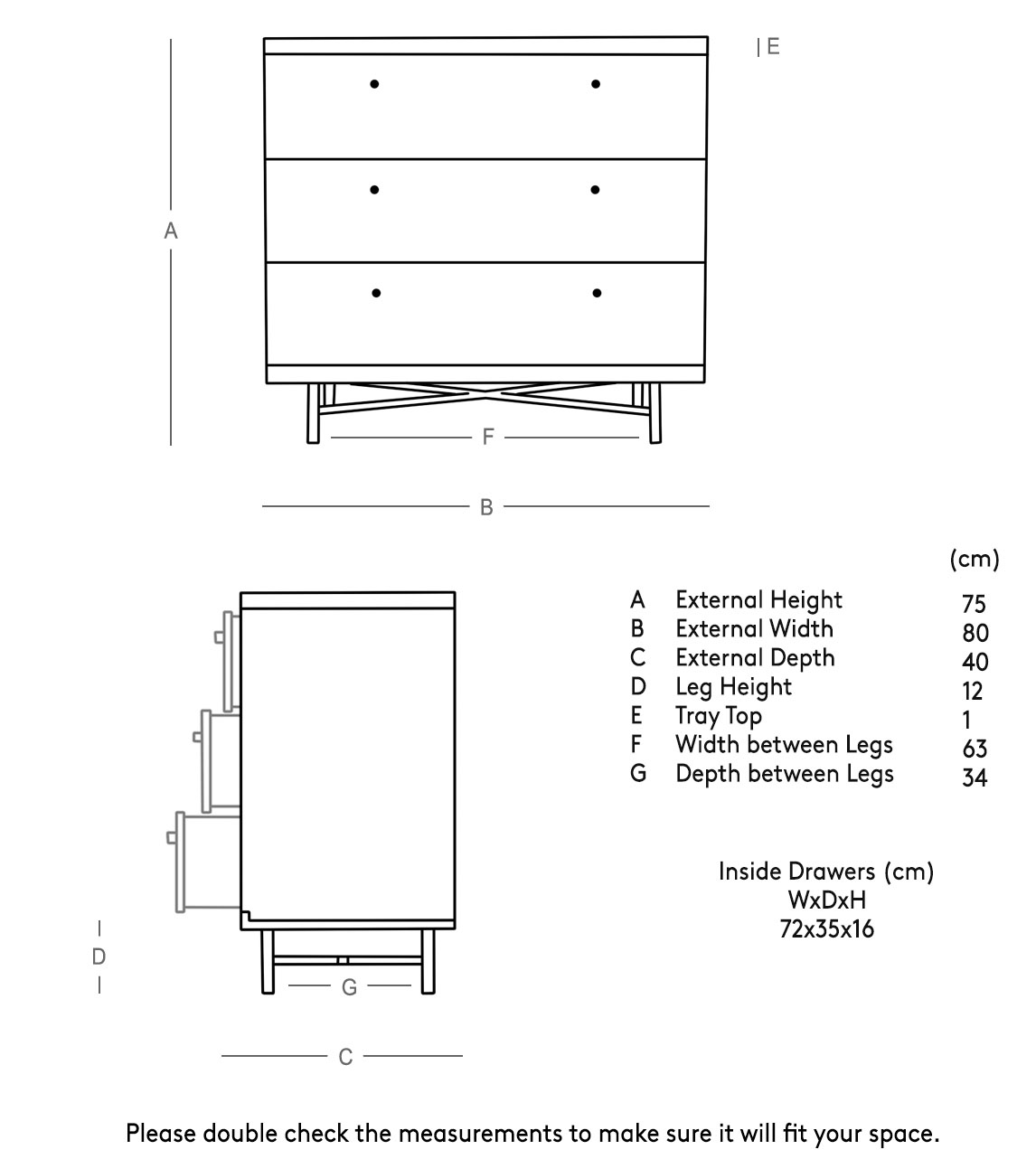 Halle Mid-Century Modern Style, Three-Drawer Chest of Drawers in ...