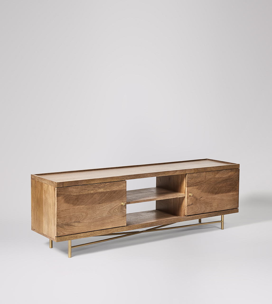 Halle Media Unit in Natural Oak-stained Mango Wood | Swoon