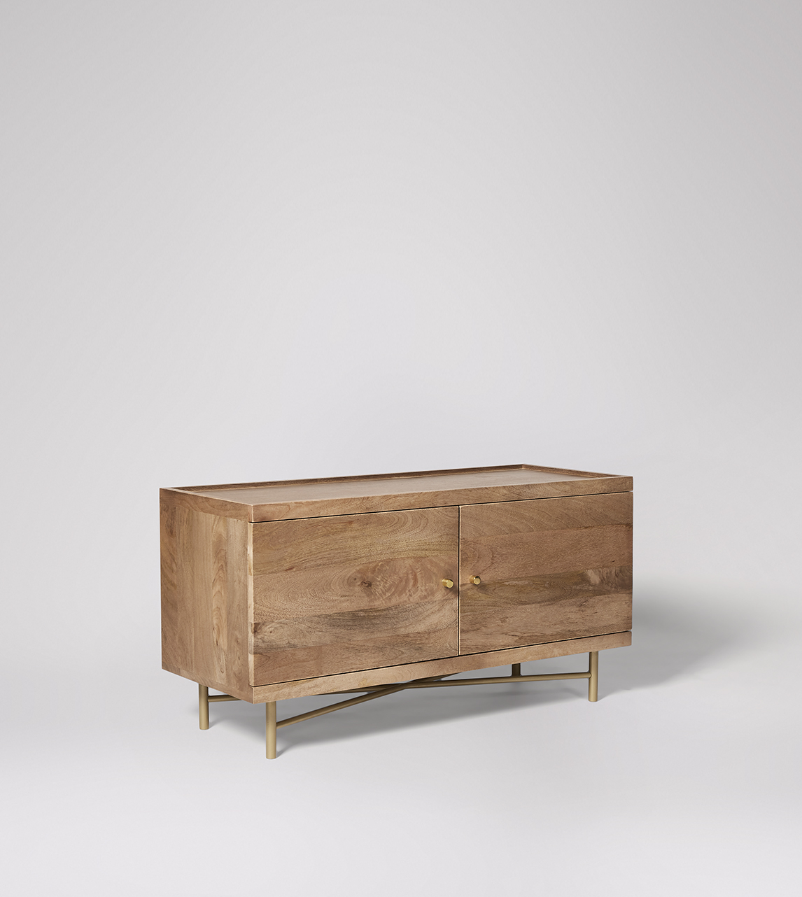 Halle TV Stand, Contemporary Style in Natural Oak-Stained Mango Wood ...