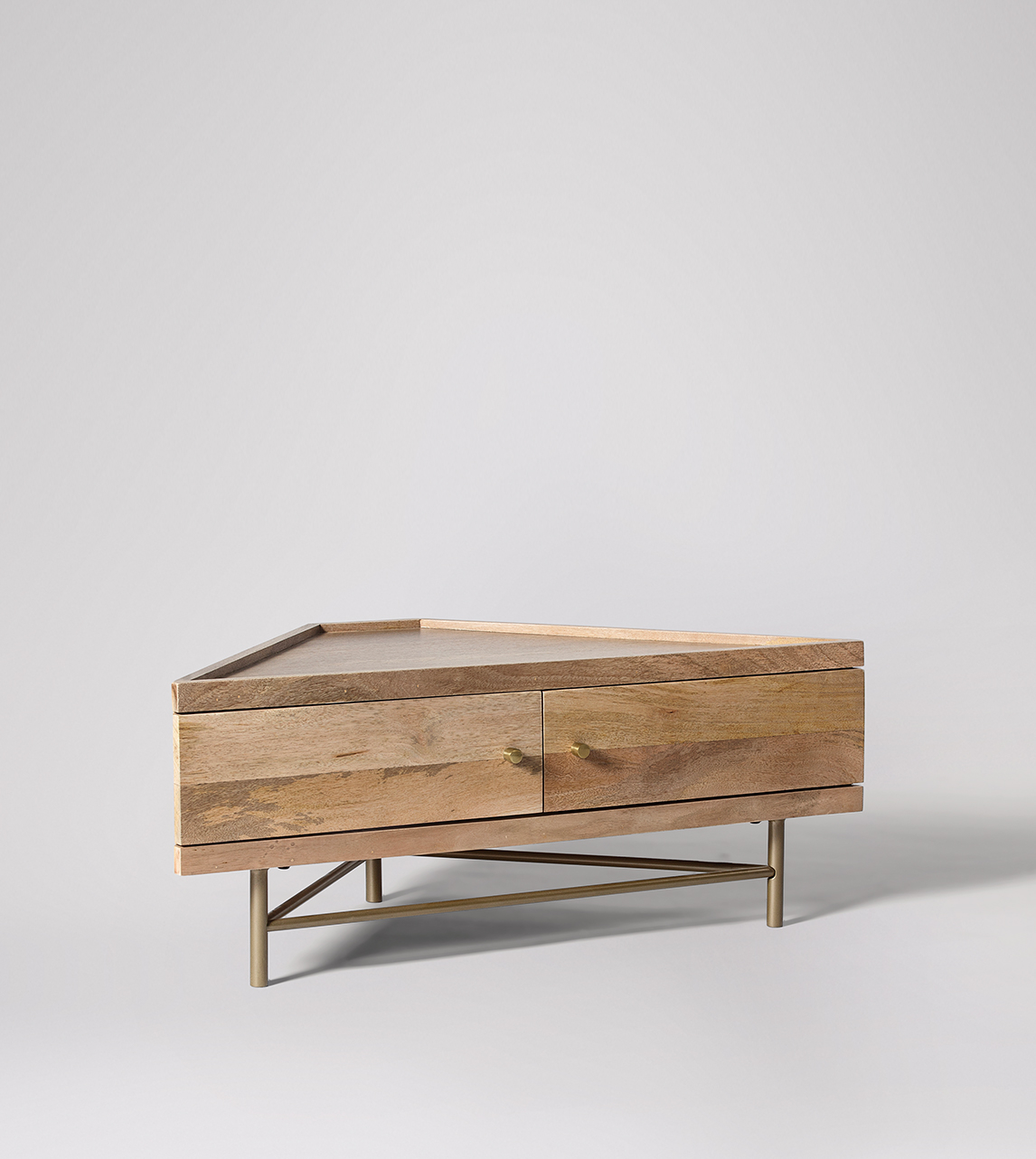 Halle Mid-Century Modern Corner TV Unit in Natural Oak-Stained Mango ...