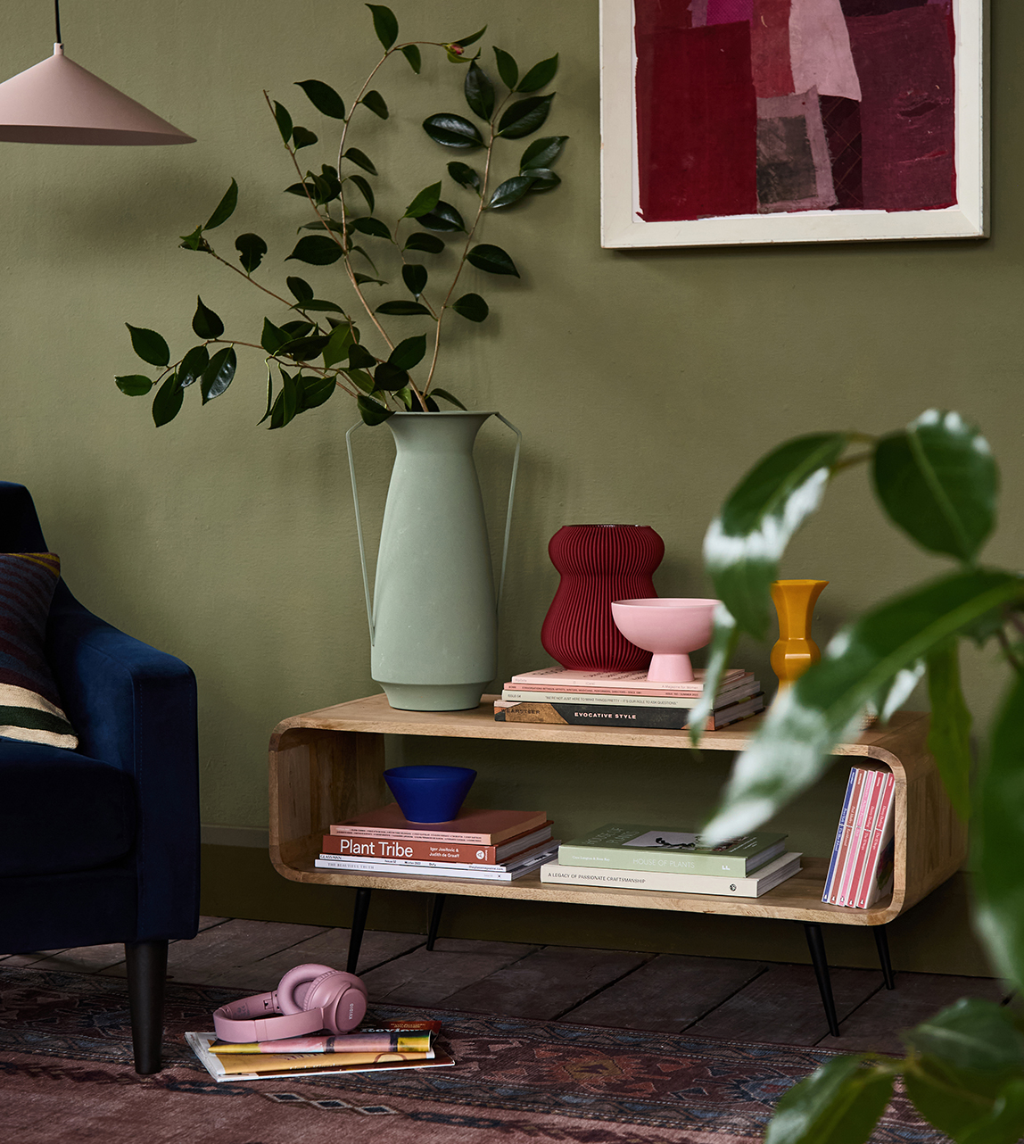 Harring TV Stand in Black Steel & Natural Mango Wood | Swoon