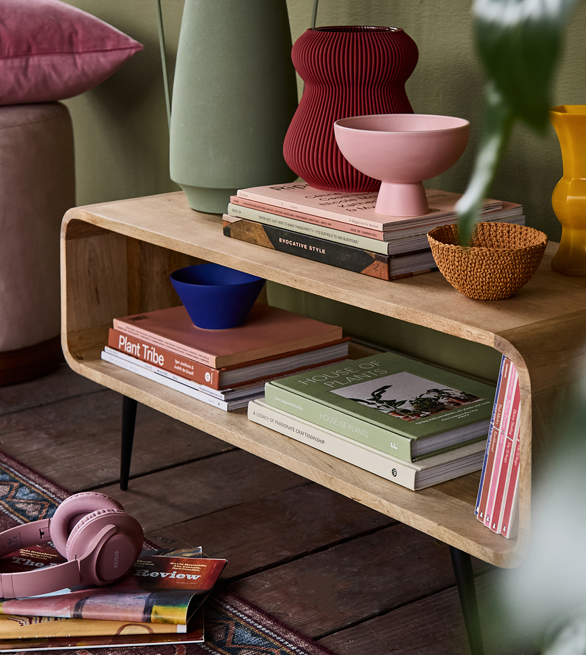 Harring TV Stand in Black Steel & Natural Mango Wood | Swoon