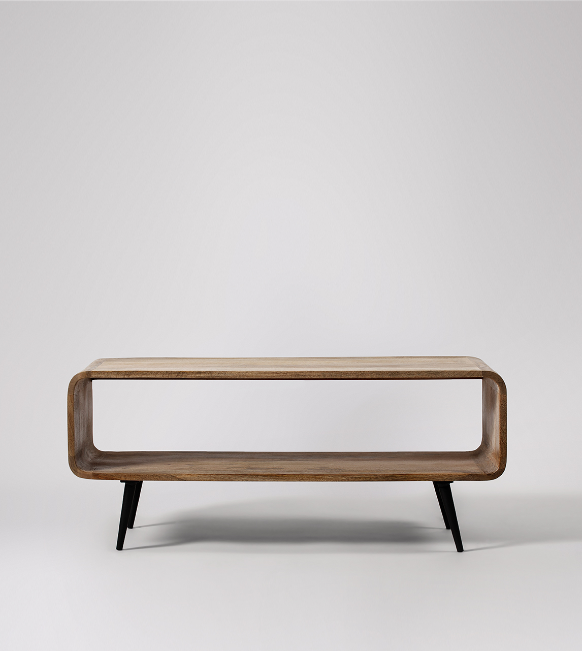 Harring TV Stand in Black Steel & Natural Mango Wood | Swoon