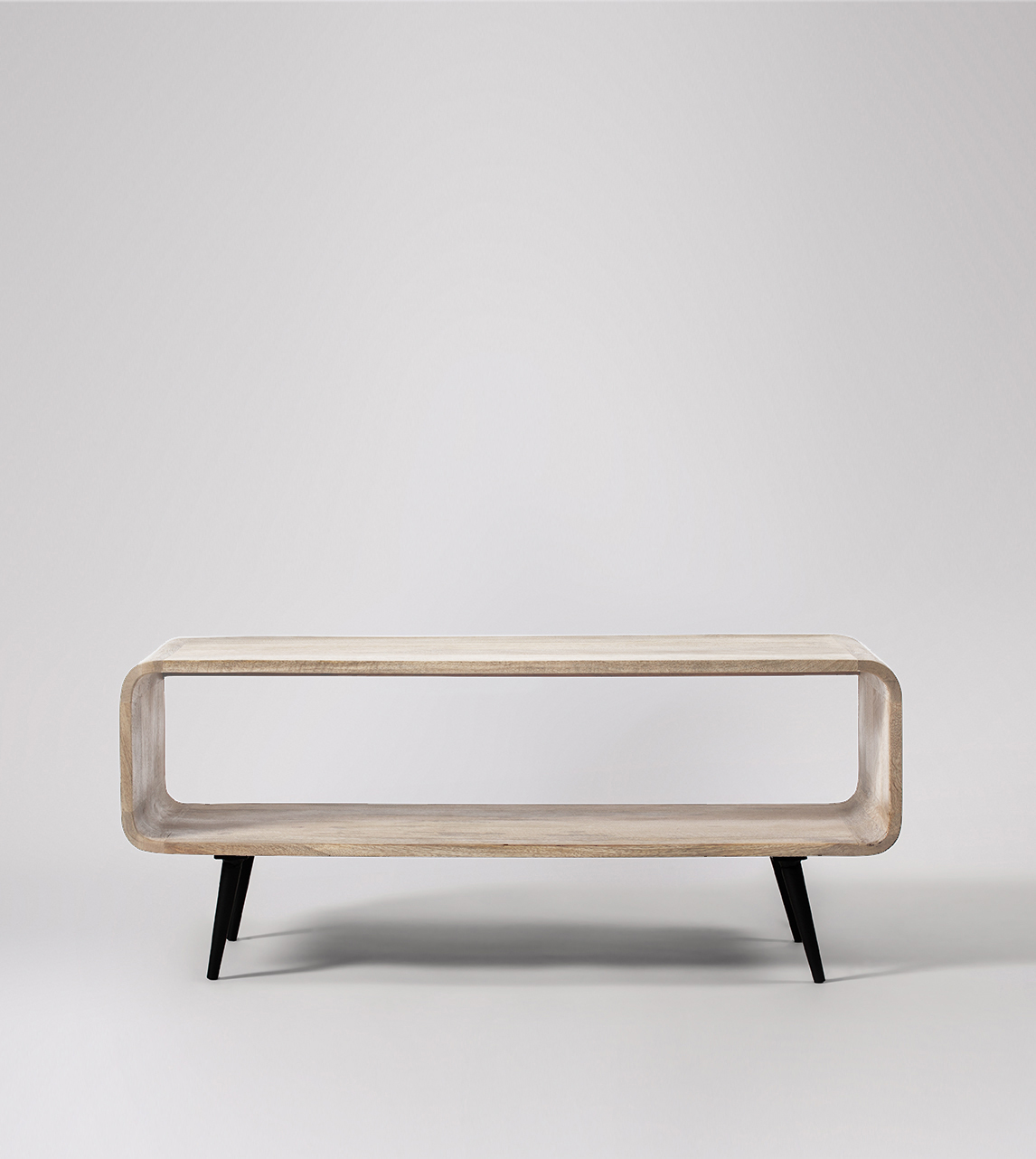 Harring TV Stand in Black Steel & Natural Mango Wood | Swoon