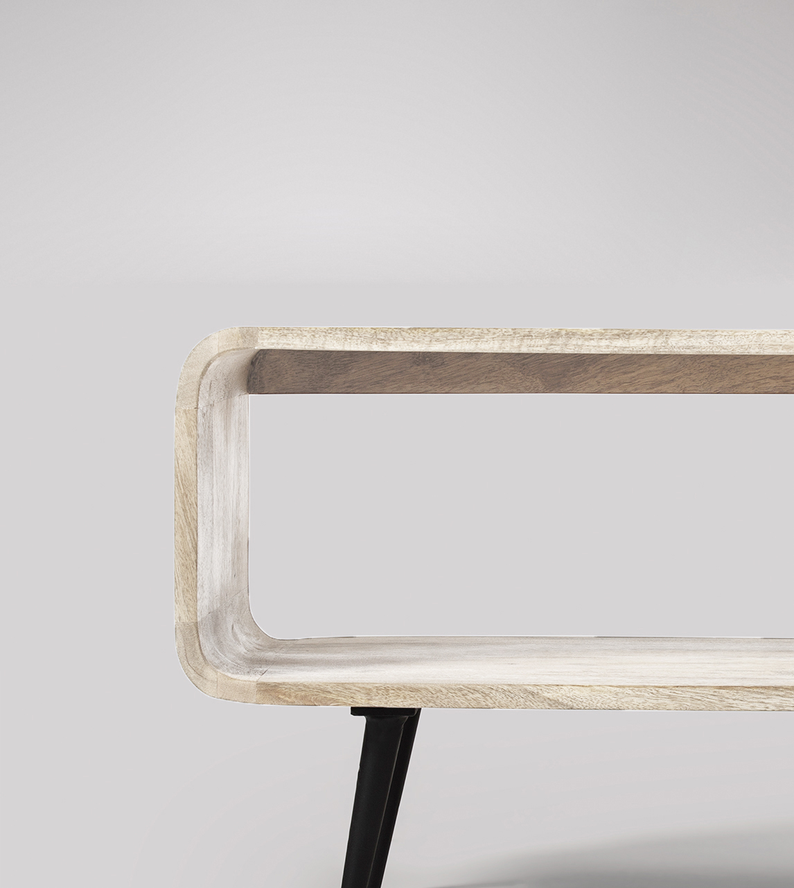 Harring TV Stand in Black Steel & Natural Mango Wood | Swoon