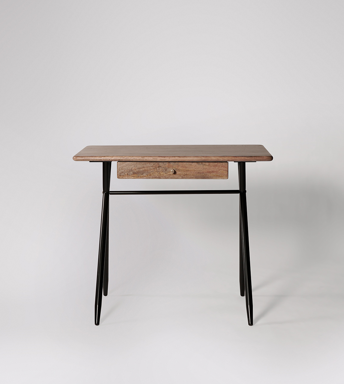 Houdini Industrial Desk in Natural Oak-stained Mango Wood & Matt Black ...