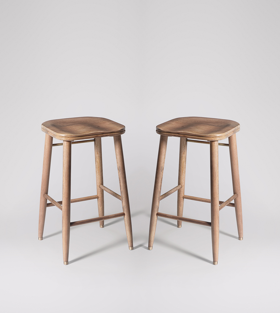 Hove Contemporary Kitchen Stool in Natural Oak-stained Mango Wood ...