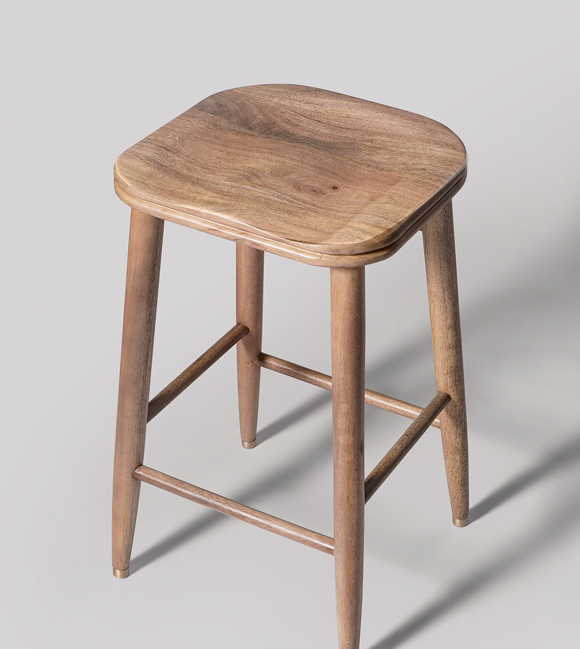 Hove Contemporary Kitchen Stool in Natural Oak-stained Mango Wood ...