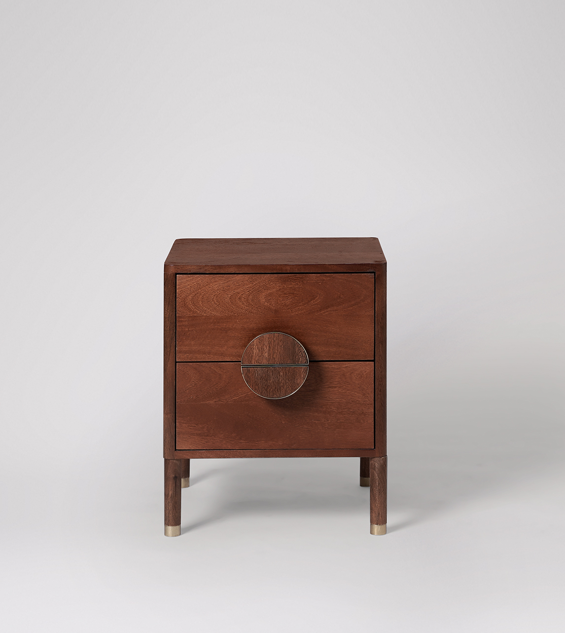 Jackson Contemporary Bedside Table in Light Brown Mango Wood & Brass ...