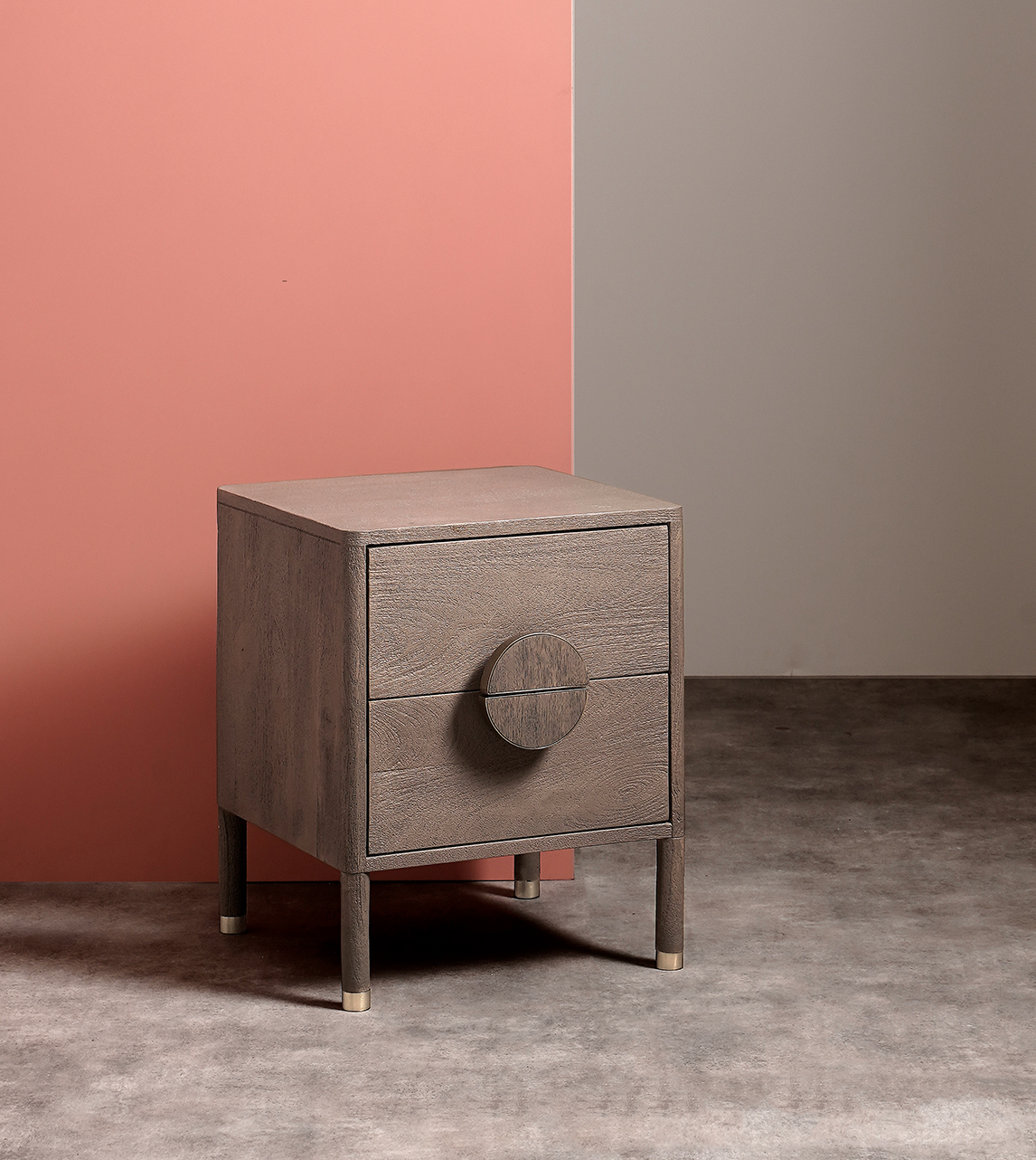 Jackson Contemporary Bedside Table in Sandblasted Grey Mango Wood ...