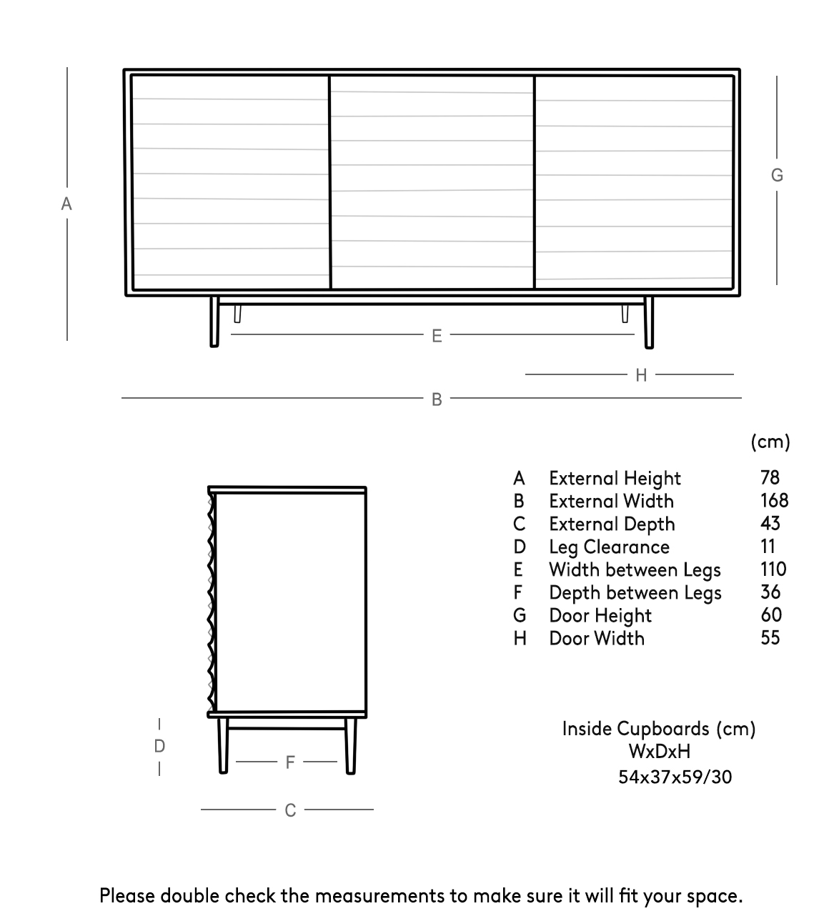 Katana Contemporary Sideboard in Light Brown Mango Wood & Brass | Swoon