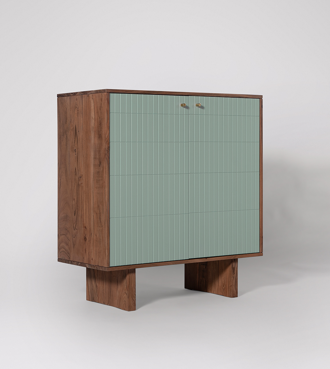 Katt Contemporary Cabinet in Silt Green & Stonewashed Acacia | Swoon