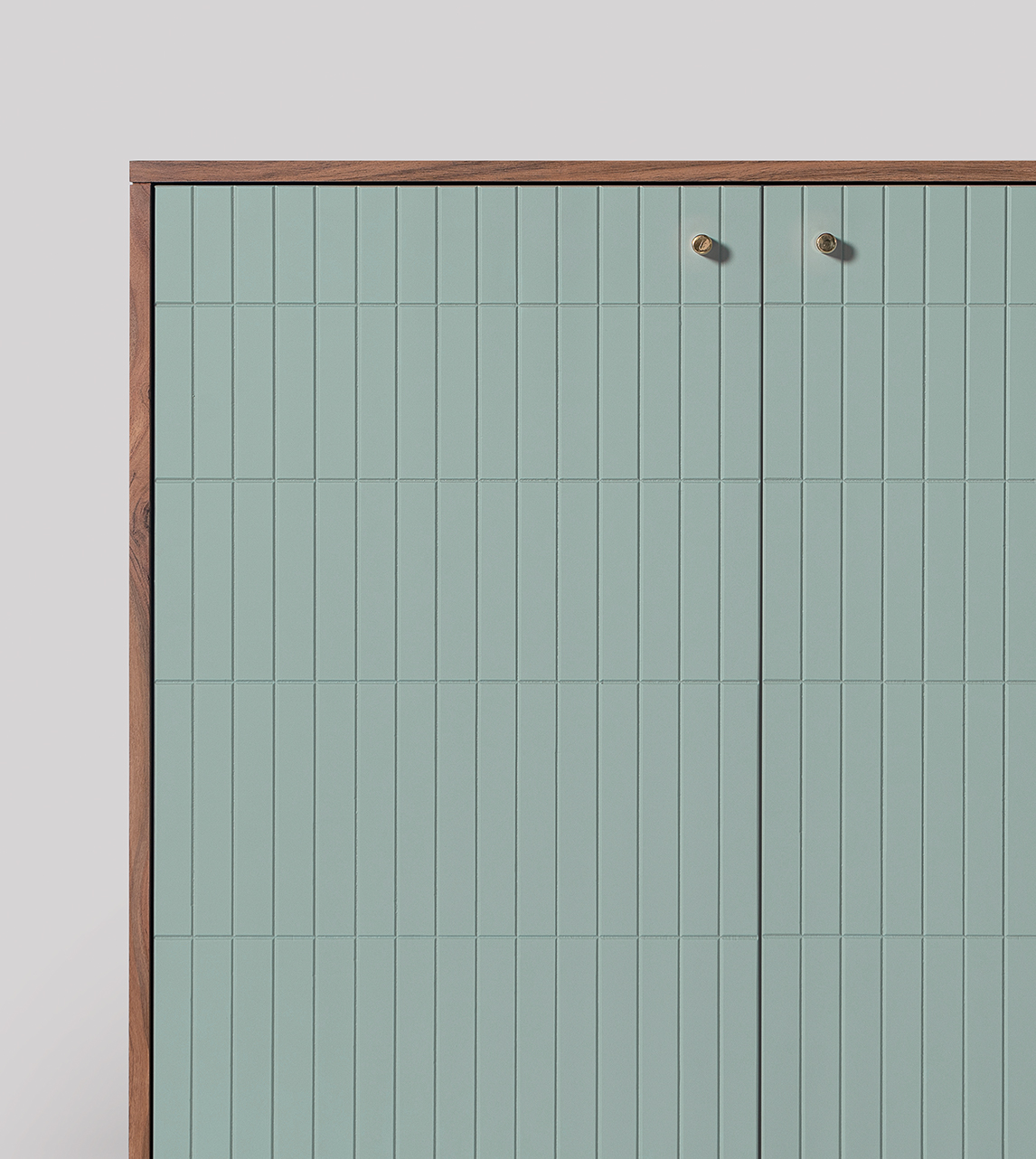 Katt Contemporary Cabinet in Silt Green & Stonewashed Acacia | Swoon