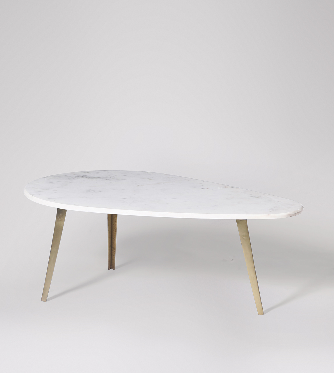 Kitson Art Deco Coffee Table in White Marble Brass Swoon