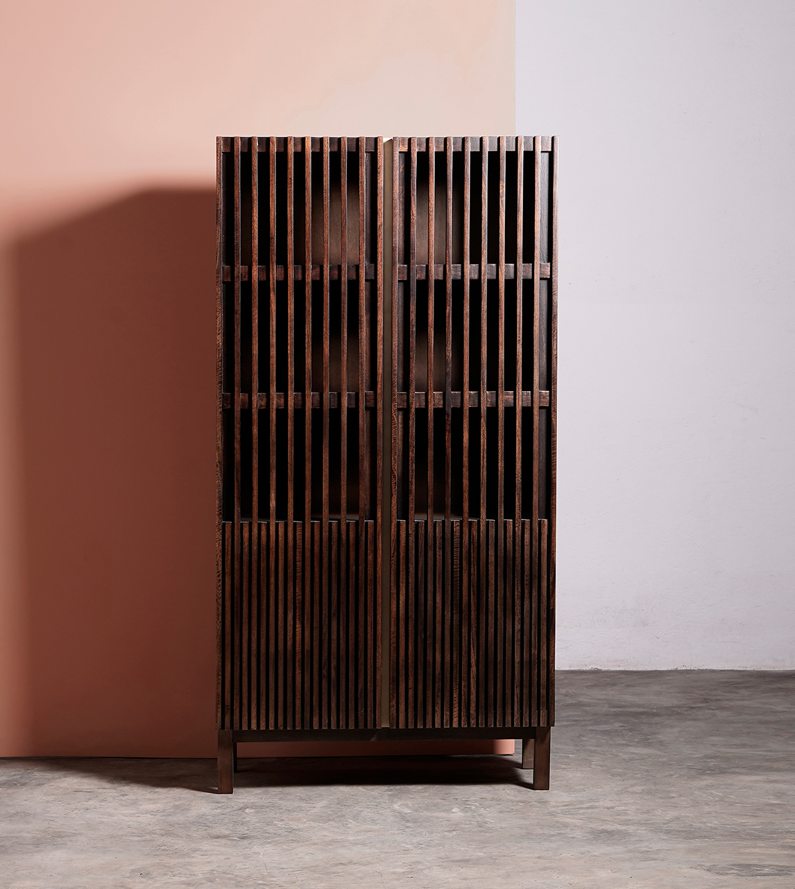 Klaus Mid Century Display Cabinet in Tobacco-stained Mango Wood | Swoon