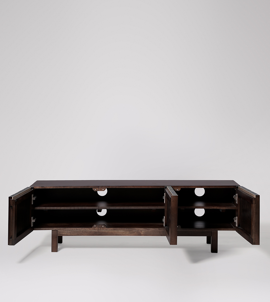 Klaus Mid Century TV Stand in Tobacco-stained Mango Wood | Swoon