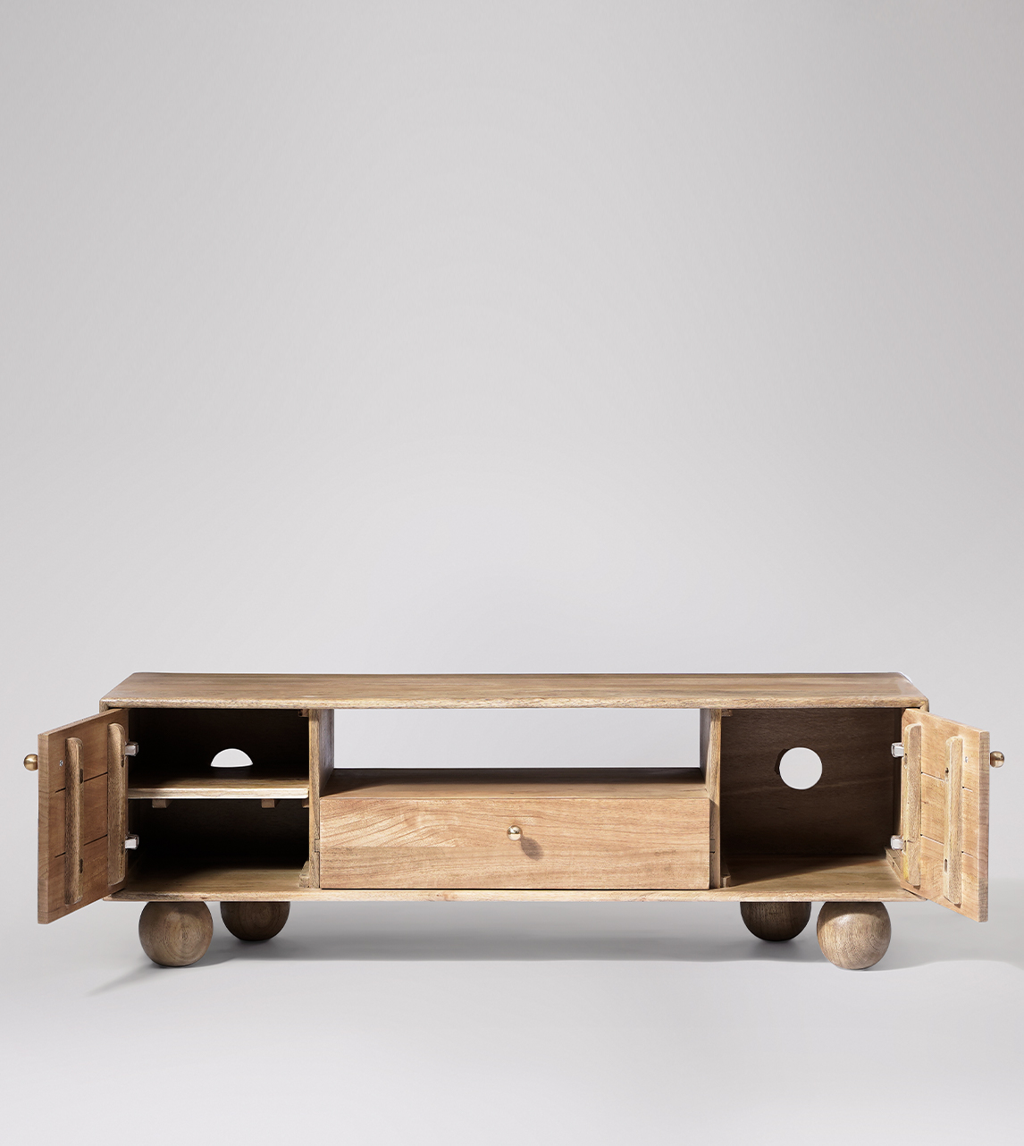 Kolm Maximalist Media Unit in Natural Oak Stain & Brass | Swoon