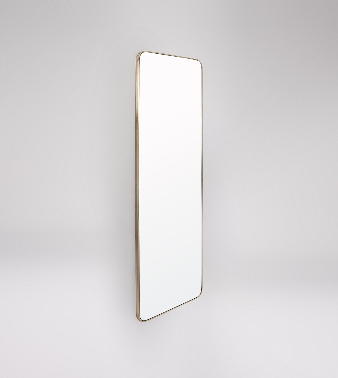 Lark Large Rectangle Mirror, Art Deco Style in Shiny Antique Brass | Swoon