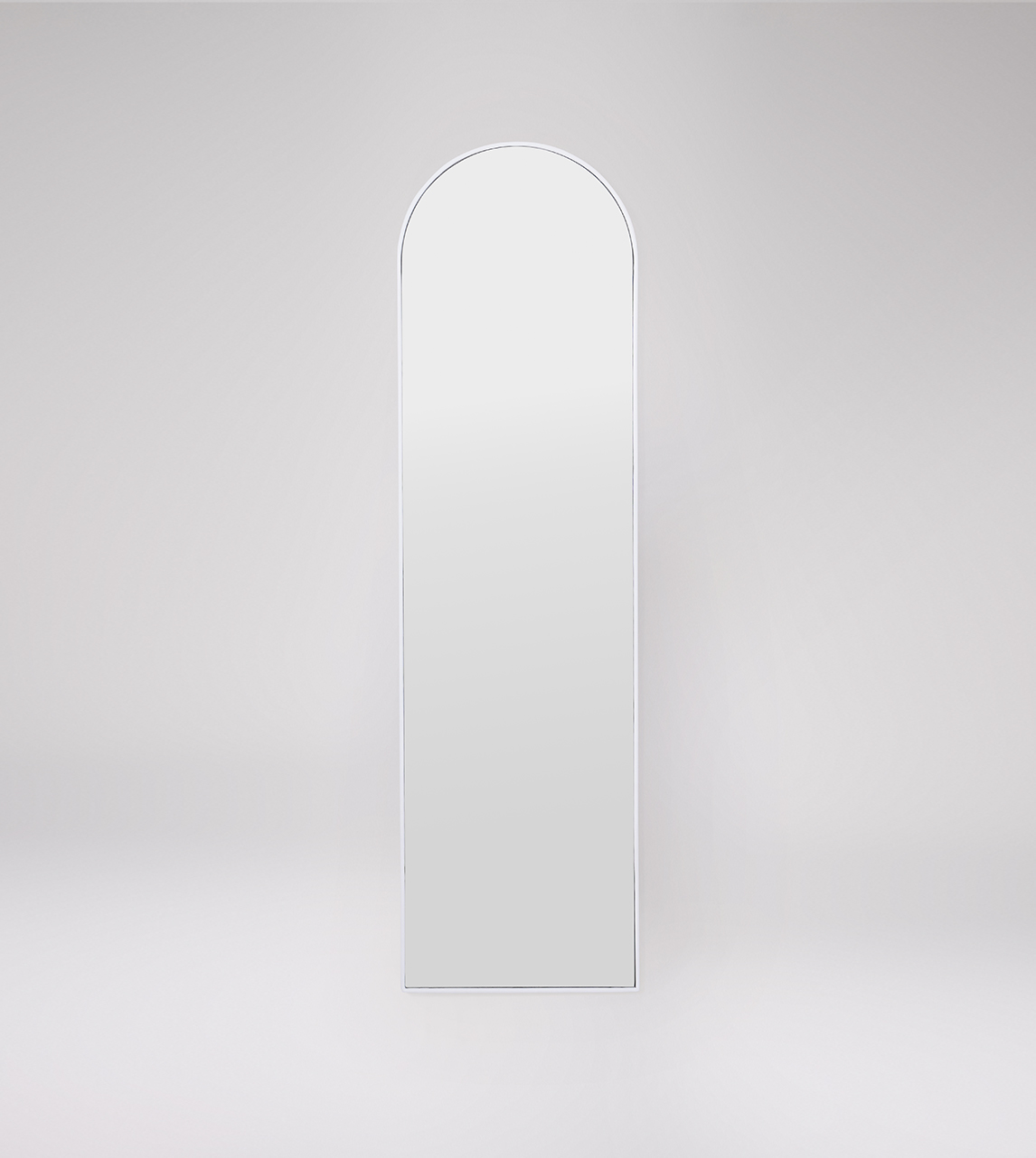 Lark Luxe Round Mirror in White Steel | Swoon