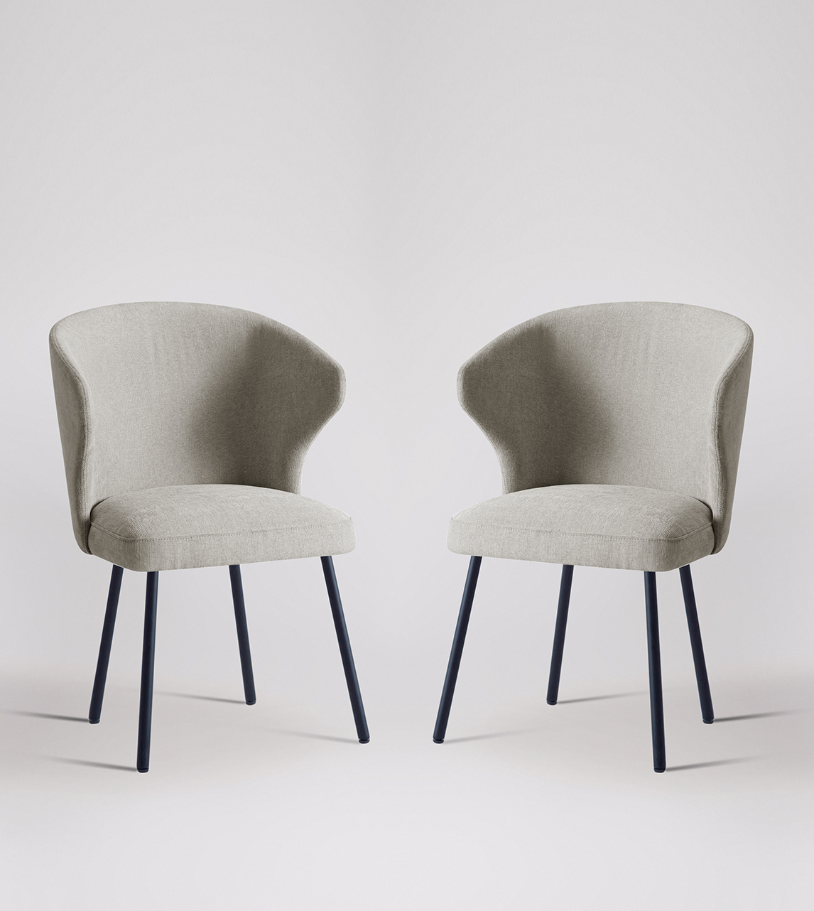 Leto Scandi Dining Chair Pair in Kit Velvet & Matt Black Steel | Swoon