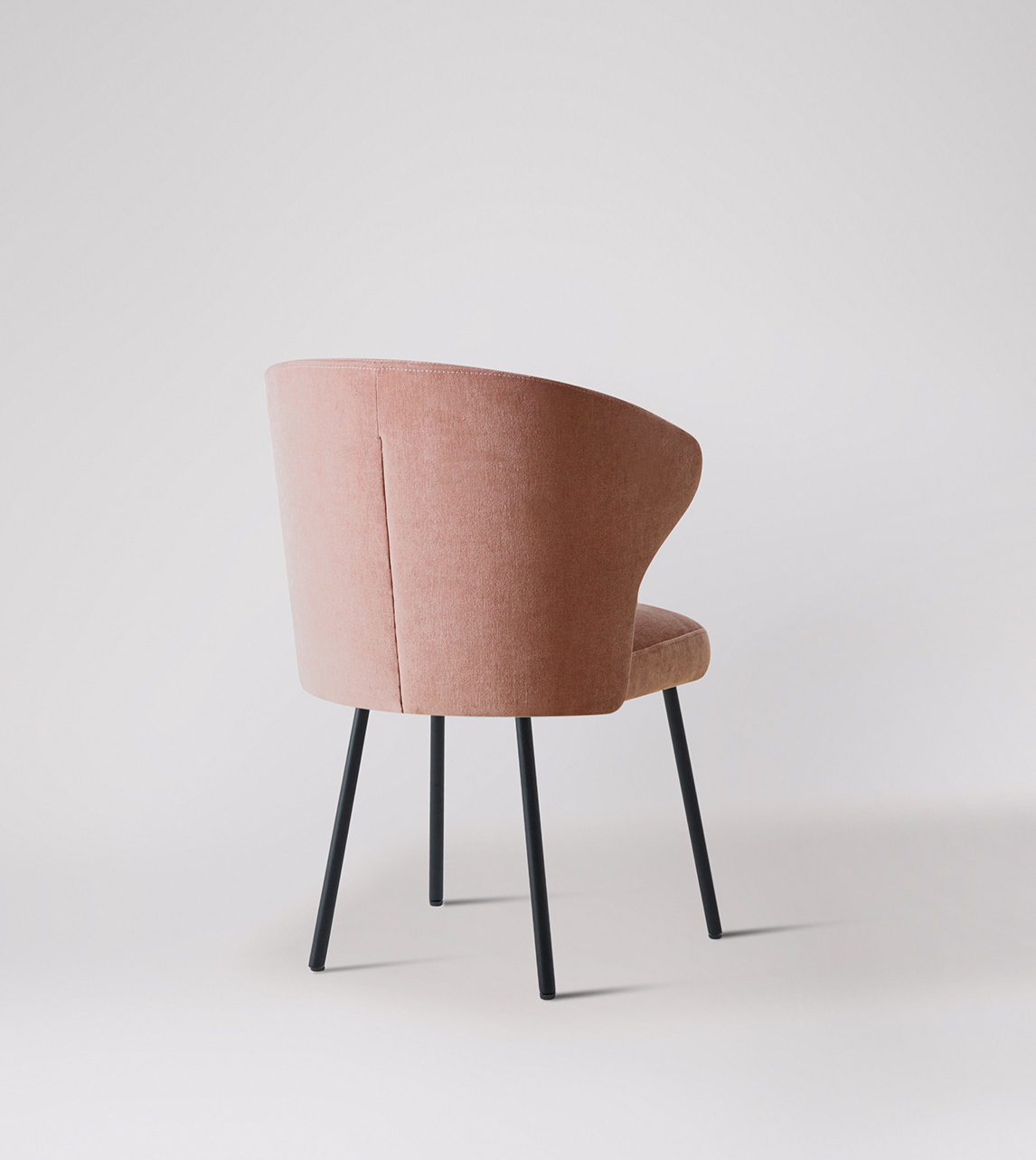 Leto Scandi Dining Chair Pair in Rose Velvet & Matt Black Steel | Swoon