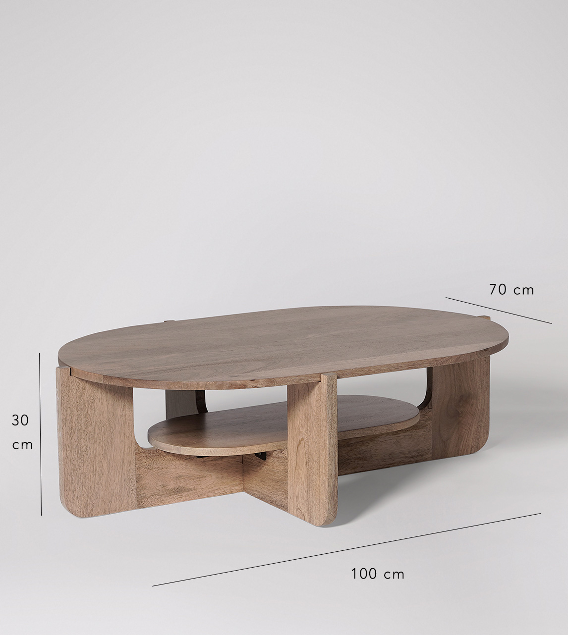 Medway Contemporary Coffee Table in Natural Oak-Stained Mango Wood | Swoon