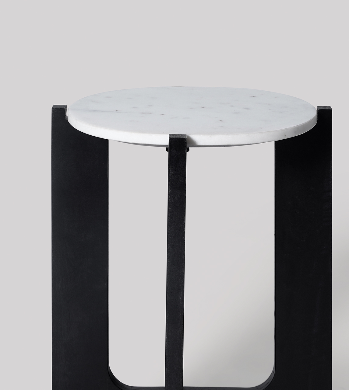 Medway Contemporary Side Table in Black Mango Wood & White Marble | Swoon