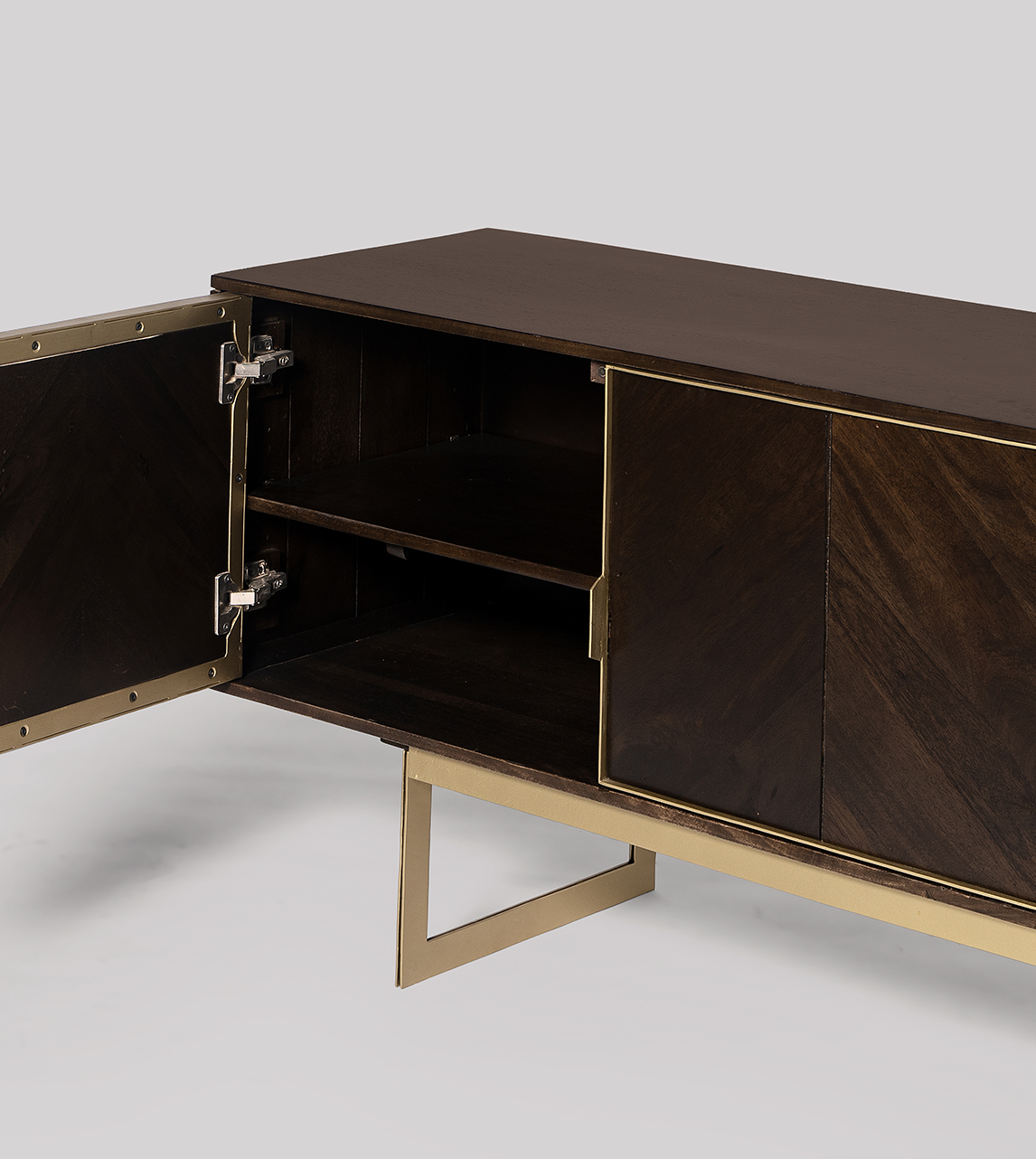 Merion Mid-Century Sideboard in Tobacco-stained Mango Wood & Brass | Swoon