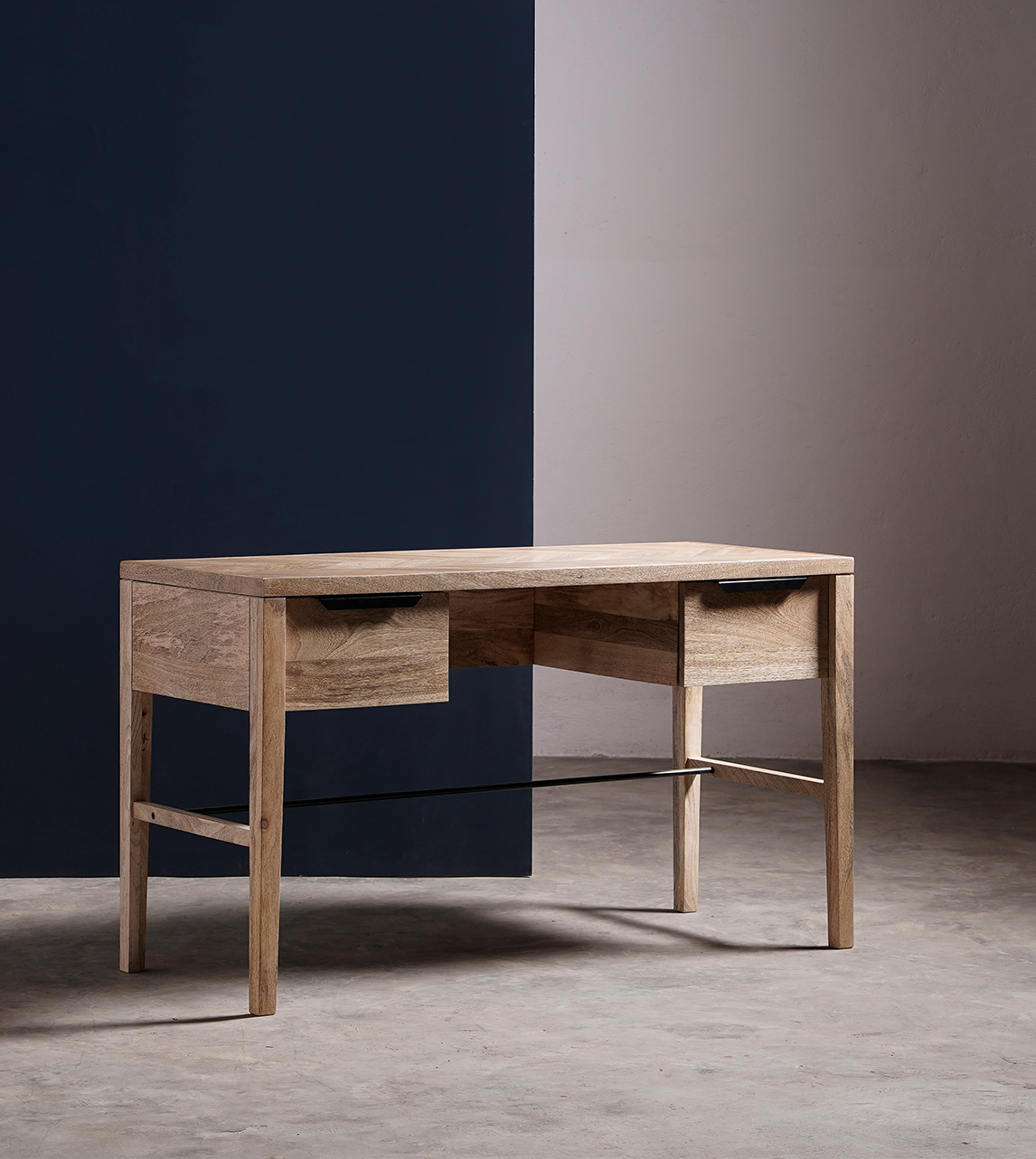 Metz Contemporary Double Pedestal Desk in Natural Mango Wood | Swoon