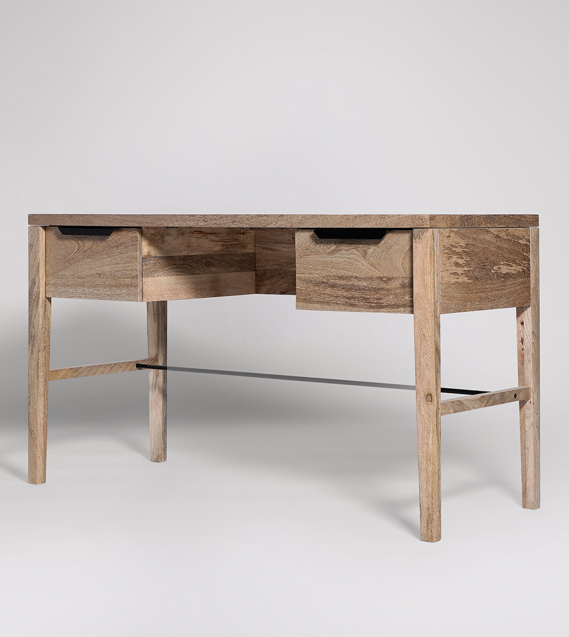Metz Contemporary Double Pedestal Desk in Natural Mango Wood | Swoon