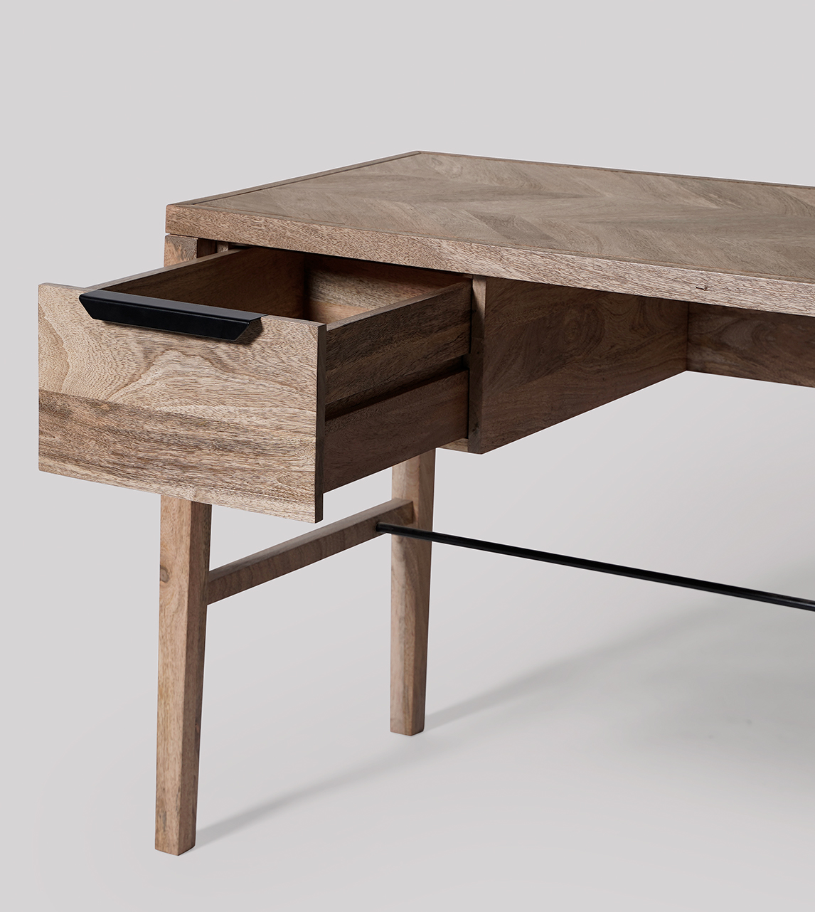 Metz Contemporary Double Pedestal Desk in Natural Mango Wood | Swoon