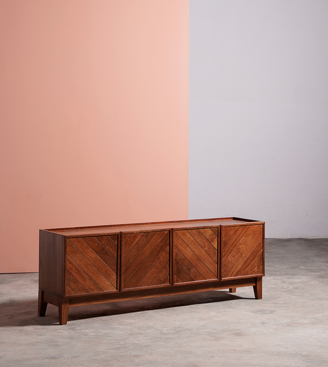 Metz Contemporary TV Stand in Light Brown Mango Wood | Swoon